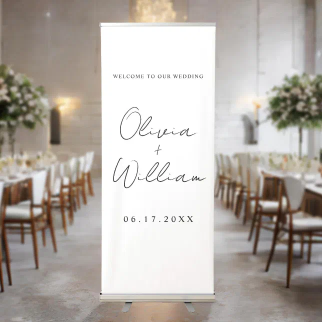 Modern Simple Wedding Welcome Retractable Banner | Zazzle