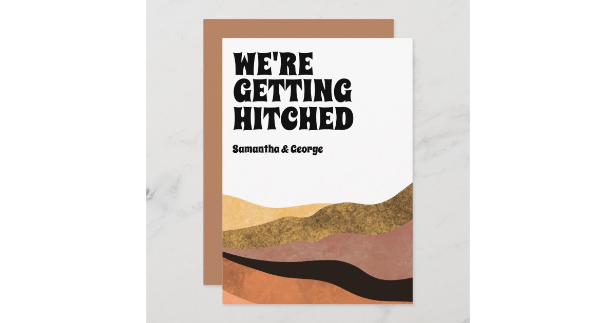 Modern Simple We're Getting Hitched Boho Wedding Save The Date | Zazzle