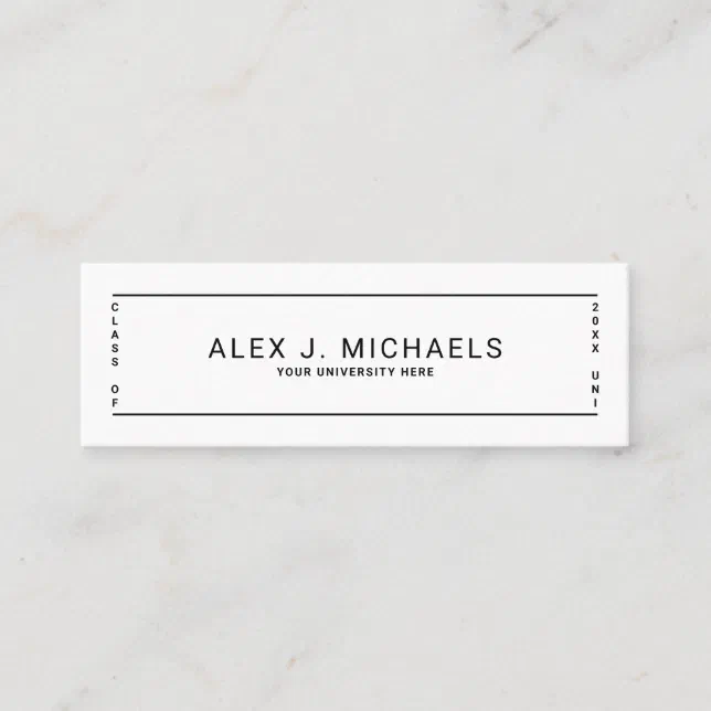 Modern simple white class of graduation name card | Zazzle