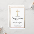 Modern Simple White Gold Cross Border Confirmation Invitation | Zazzle