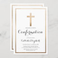 Modern Simple White Gold Cross Border Confirmation Invitation | Zazzle
