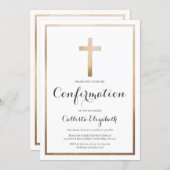 Modern Simple White Gold Cross Border Confirmation Invitation | Zazzle