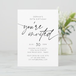 Modern Simple You're Invited Birthday Party Invitation | Zazzle