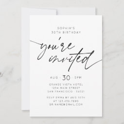 Modern Simple You're Invited Birthday Party Invitation | Zazzle