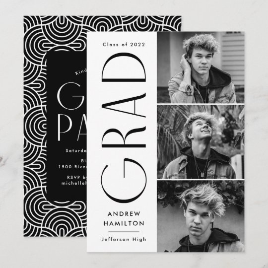 Modern Simplicity 3 Photo Collage Graduation Party Invitation | Zazzle.com