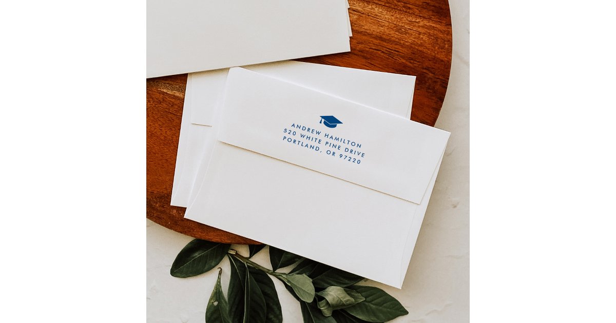 Modern Simplicity Blue Graduation Envelope | Zazzle