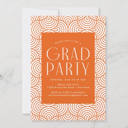 Modern Simplicity Orange 3 Photo Graduation Party Invitation | Zazzle