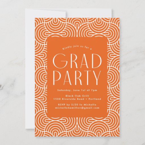 Modern Simplicity Orange Photo Graduation Party Invitation | Zazzle