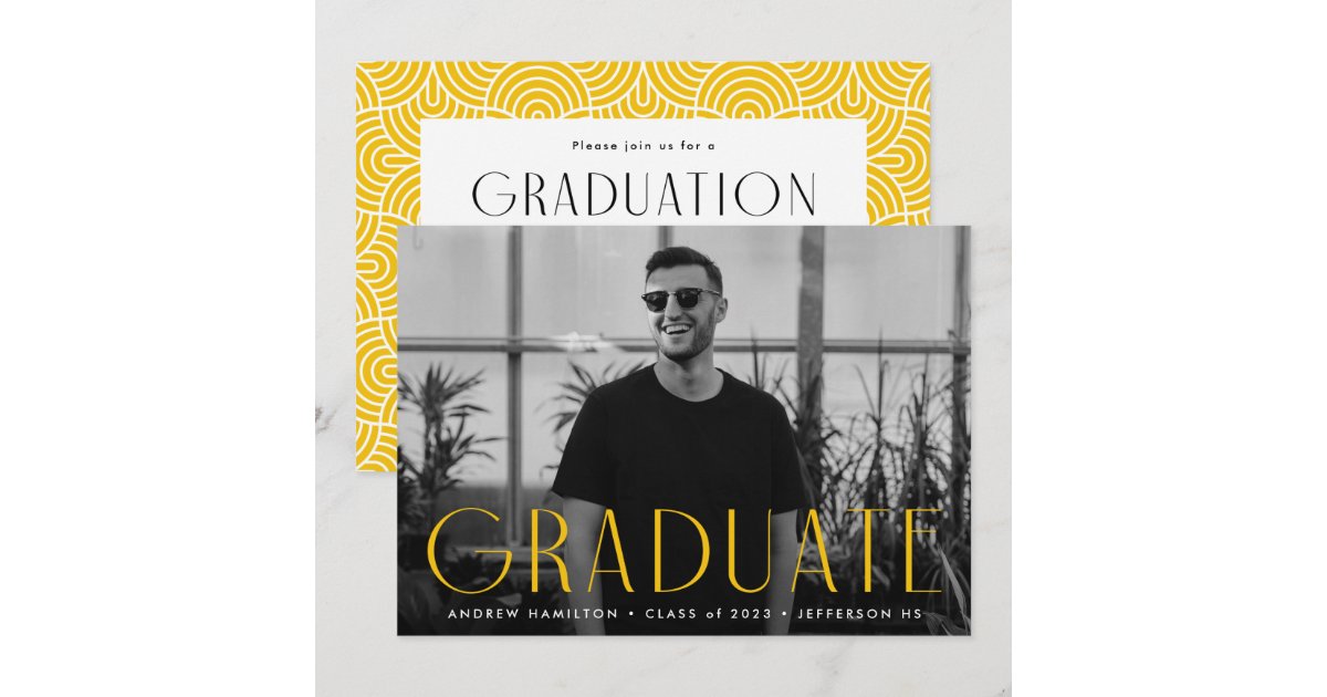 Modern Simplicity Yellow Photo Graduation Party Invitation | Zazzle