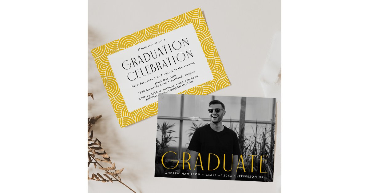 Modern Simplicity Yellow Photo Graduation Party Invitation | Zazzle