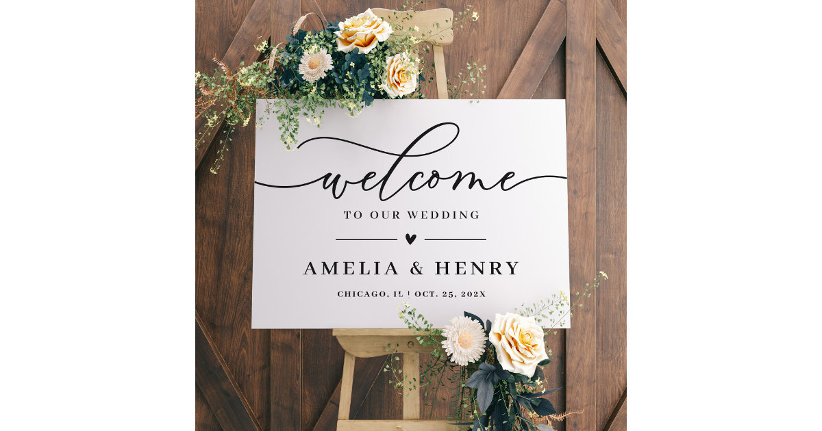 Modern Simply Elegant Wedding Welcome Sign Canvas | Zazzle