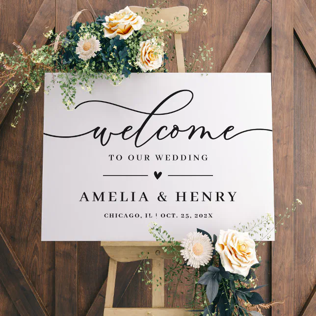 Modern Simply Elegant Wedding Welcome Sign Canvas | Zazzle