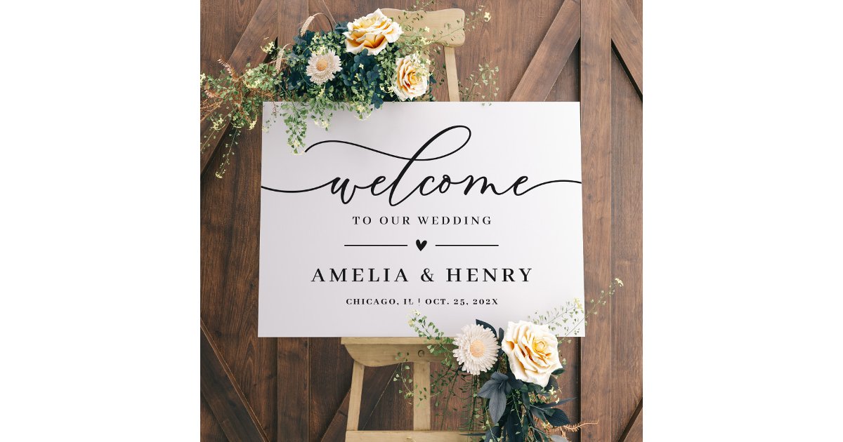 Modern Simply Elegant Wedding Welcome Sign Canvas | Zazzle