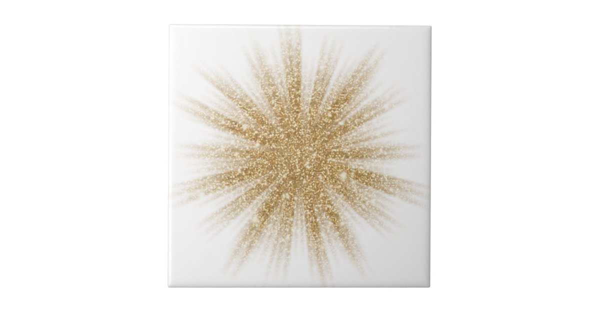 Modern Single Gold Starburst Ceramic Tile | Zazzle