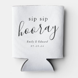 Modern Sip Sip Hooray Bridal Shower Wedding Favor Can Cooler | Zazzle