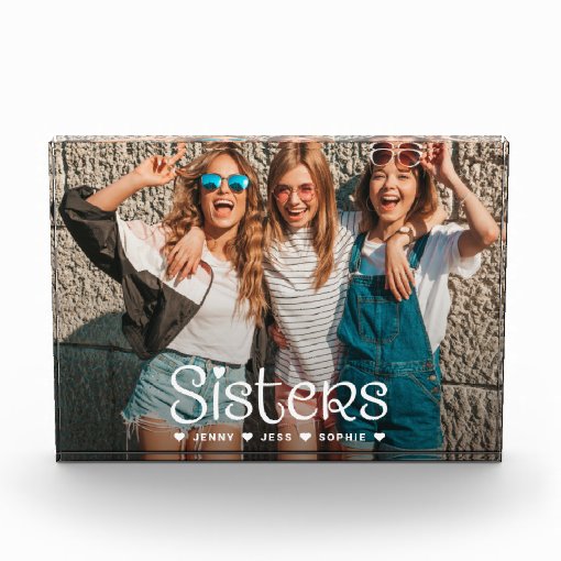 Modern Sisters Script Photo Block | Zazzle