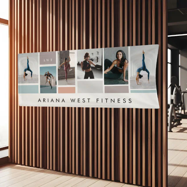 Modern Six Photo Collage Personal Trainer Fitness Banner | Zazzle