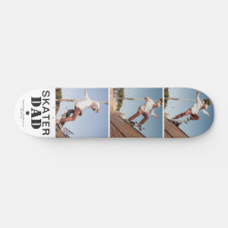Modern Skater Dad Photo Collage Skateboard | Zazzle