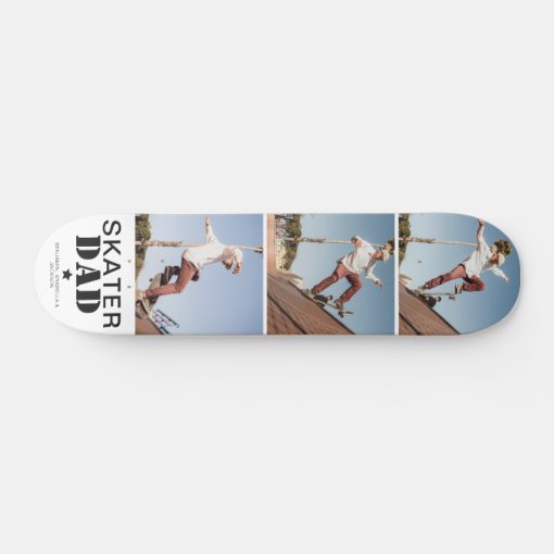 Modern Skater Dad Photo Collage Skateboard | Zazzle