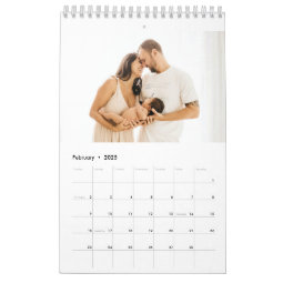 Modern Sketchy Calligraphy New Year Photo Maroon Calendar | Zazzle