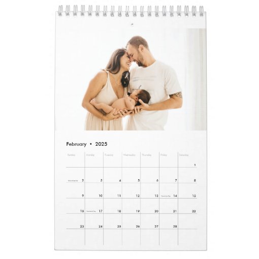 Modern Sketchy Calligraphy New Year Photo Maroon Calendar | Zazzle