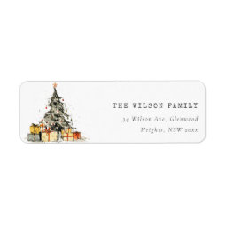 Modern Sketchy Holiday Christmas Tree Address Label | Zazzle