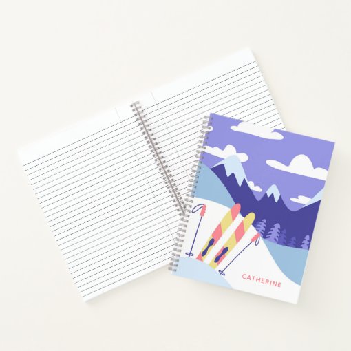 Modern Skiing Winter Ski Slopes Personalized Notebook | Zazzle