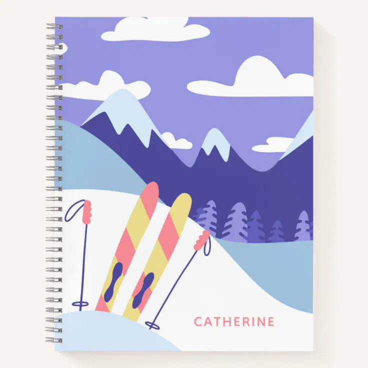 Modern Skiing Winter Ski Slopes Personalized Notebook | Zazzle