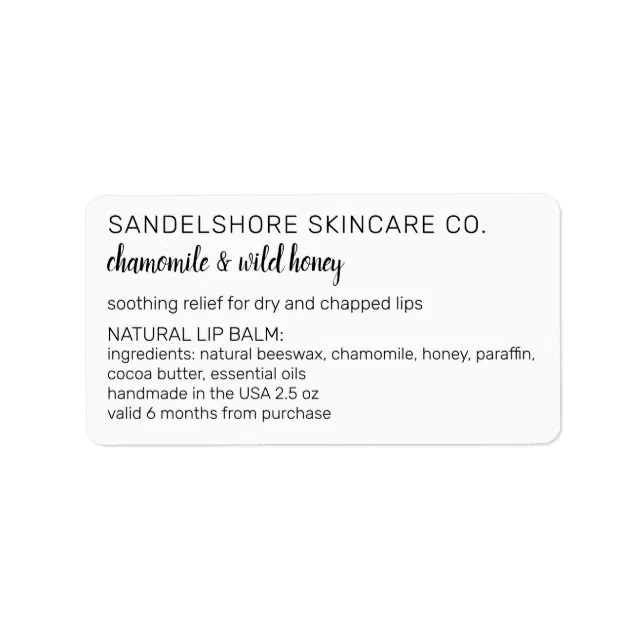 Modern Skincare Horizontal Product Ingredient List Label | Zazzle