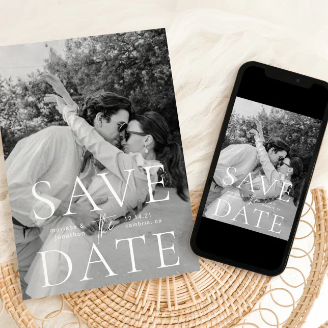 Modern, sleek & Classic Flat Save The Date Card | Zazzle