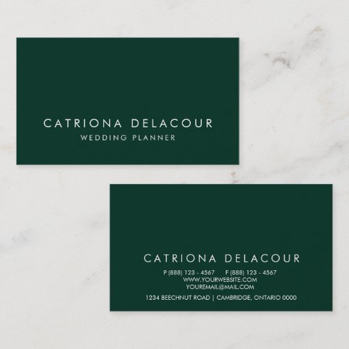 Modern Sleek Elegant Green Business Card | Zazzle