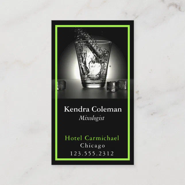 Modern Sleek Mixologist Custom QR Code Vertical Bu Business Card | Zazzle