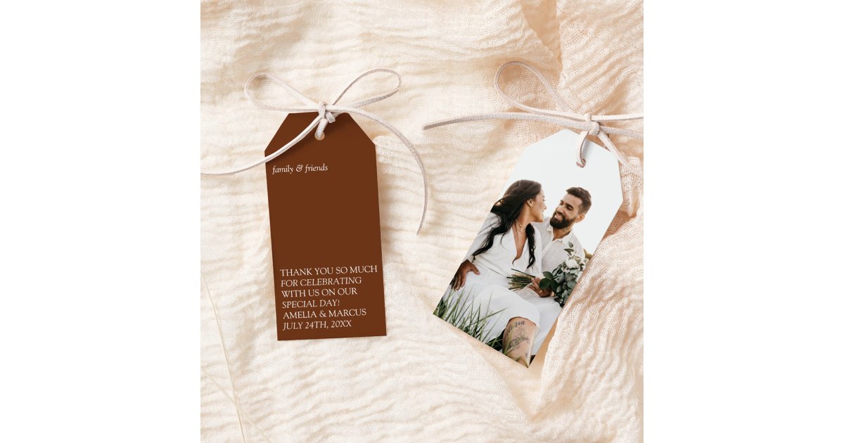 Modern & Sleek Typography Couple's Shower Gift Tags | Zazzle