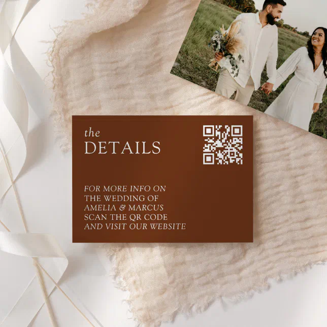 Modern & Sleek Typography Wedding Details Enclosure Card | Zazzle