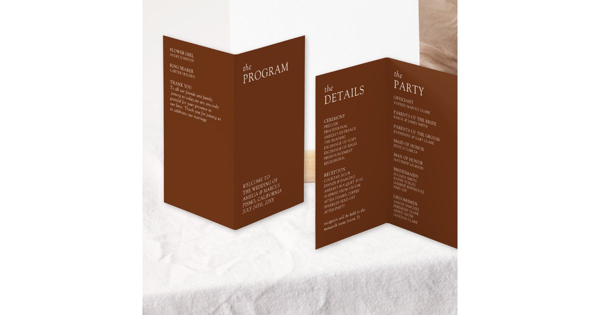 Modern & Sleek Typography Wedding Program | Zazzle