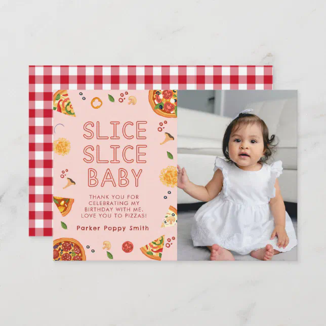 Modern Slice Slice Baby Birthday Thank You Card | Zazzle