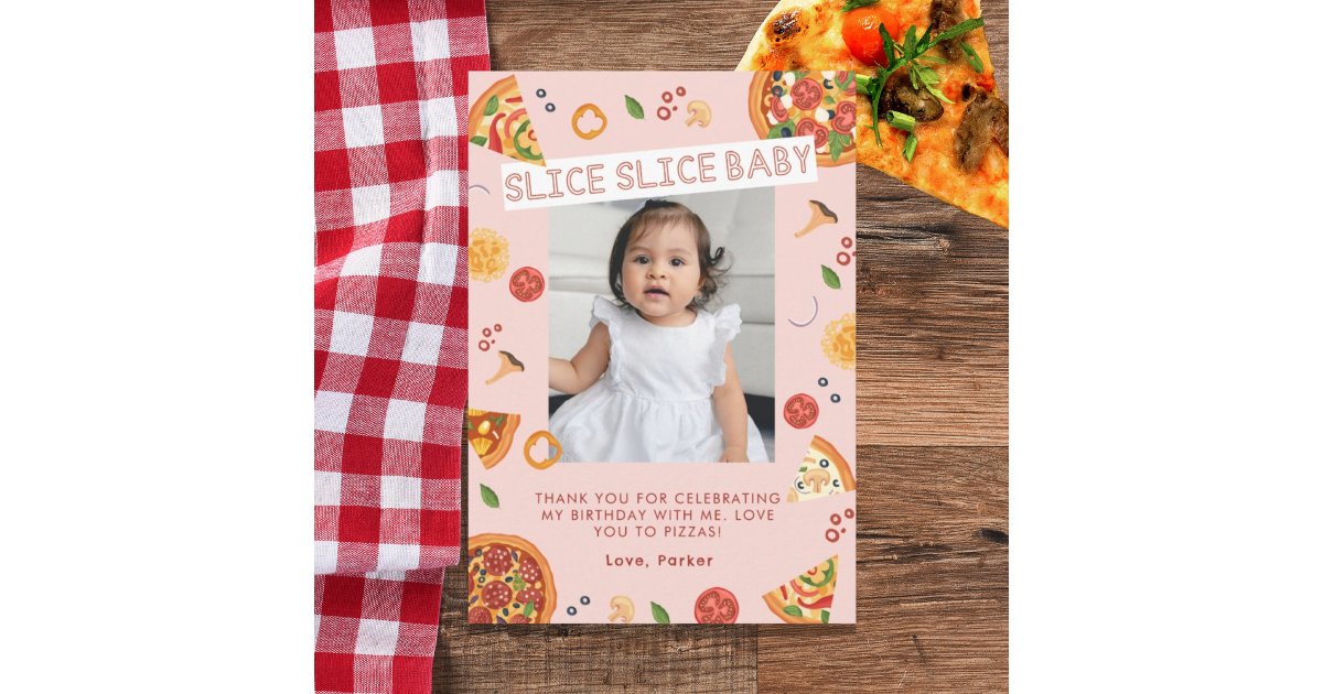 Modern Slice Slice Baby Birthday Thank You Card | Zazzle