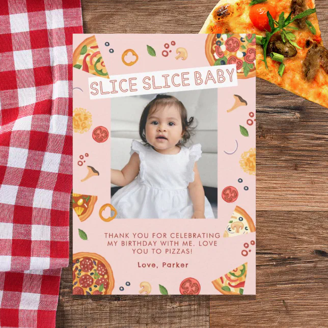 Modern Slice Slice Baby Birthday Thank You Card | Zazzle