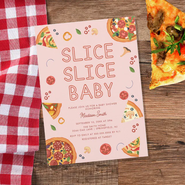 Modern Slice Slice Baby Pizza Baby Shower Invitation | Zazzle
