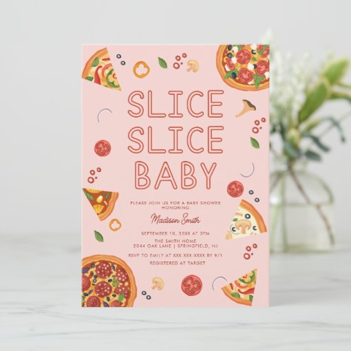 Modern Slice Slice Baby Pizza Baby Shower Invitation | Zazzle