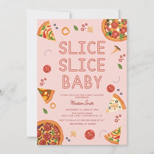 Modern Slice Slice Baby Pizza Baby Shower Invitation | Zazzle