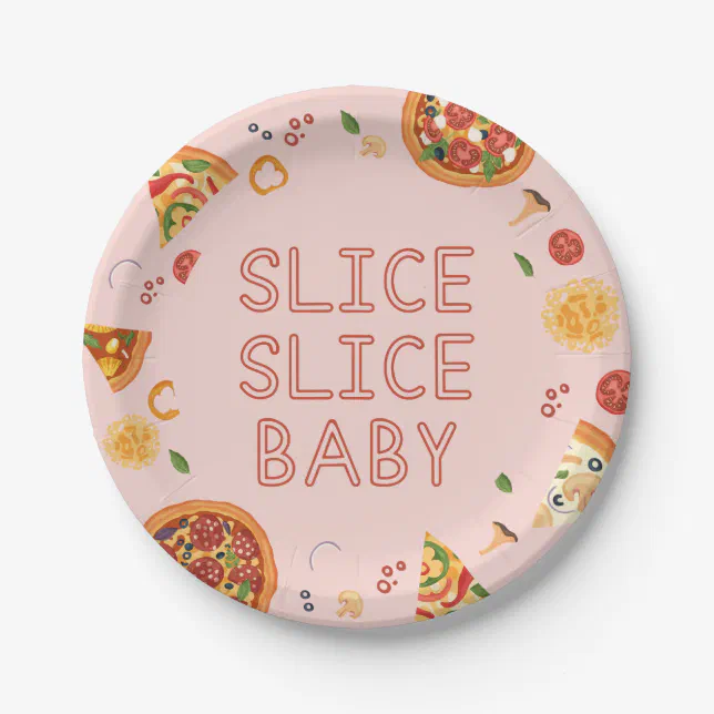 Modern Slice Slice Baby Pizza Party Paper Plates | Zazzle