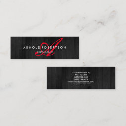 Modern Slim Monogram Trendy Floor Grey Plain Mini Business Card | Zazzle