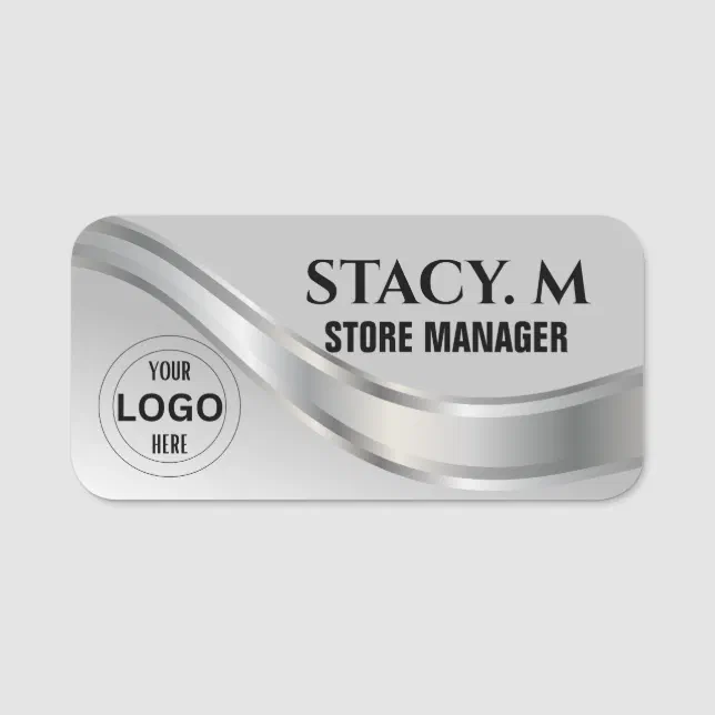 Modern Small Business Logo Job Title Employee Name Tag | Zazzle