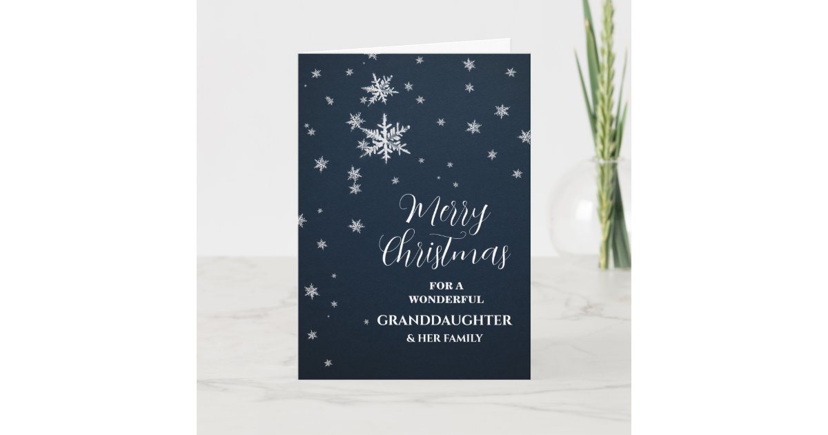 Modern Snow Granddaughter & Family Christmas Card | Zazzle