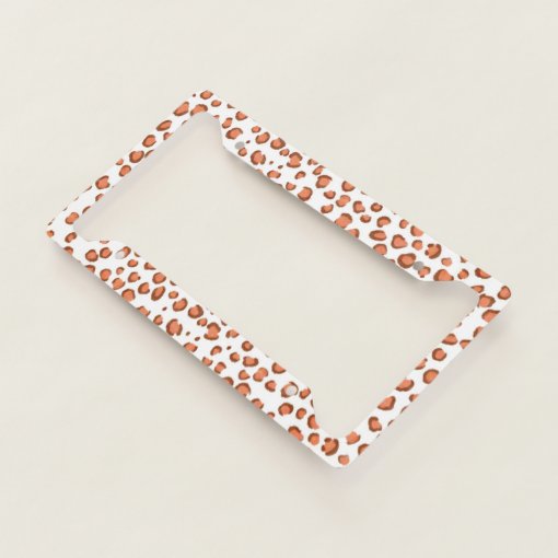 Modern Snow Leopard Animal Print Pattern red License Plate Frame | Zazzle