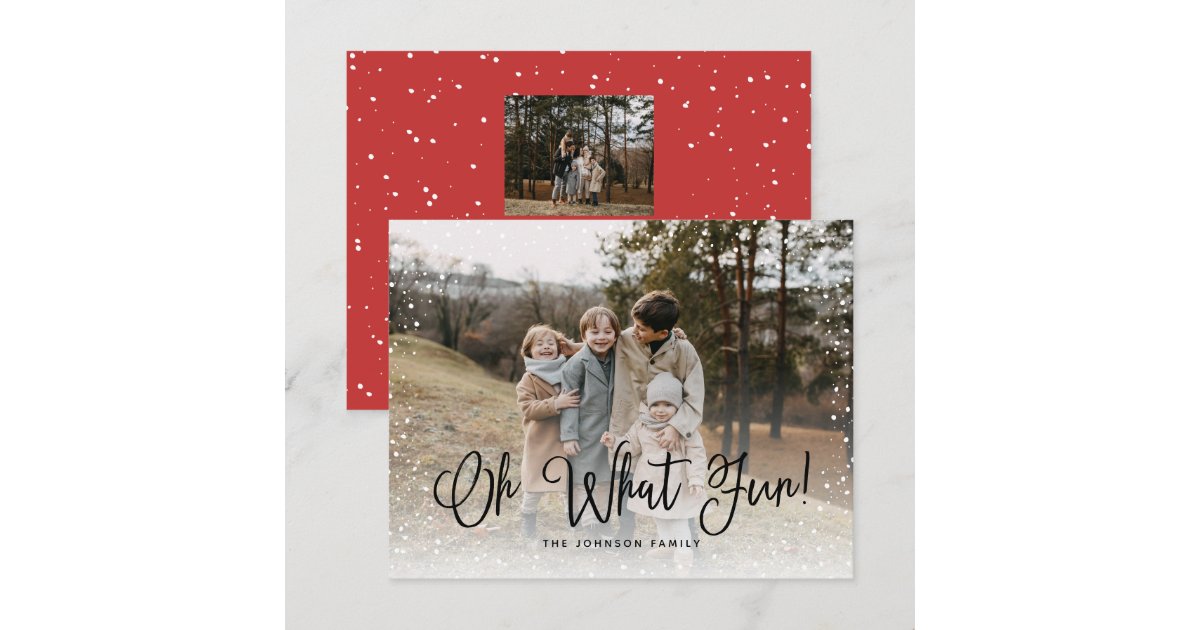 Modern Snow Script 2 Photo Holiday Card | Zazzle