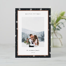 Modern Snowflake Border Christmas Photo Foil Holiday Card | Zazzle