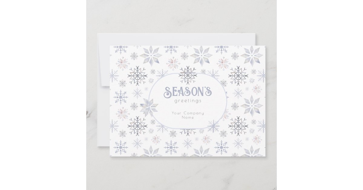 Modern Snowflake Seasons Greetings Business Holiday Card | Zazzle