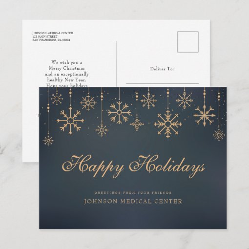 Modern Snowflakes Medical Happy Holiday Greetings Postcard | Zazzle